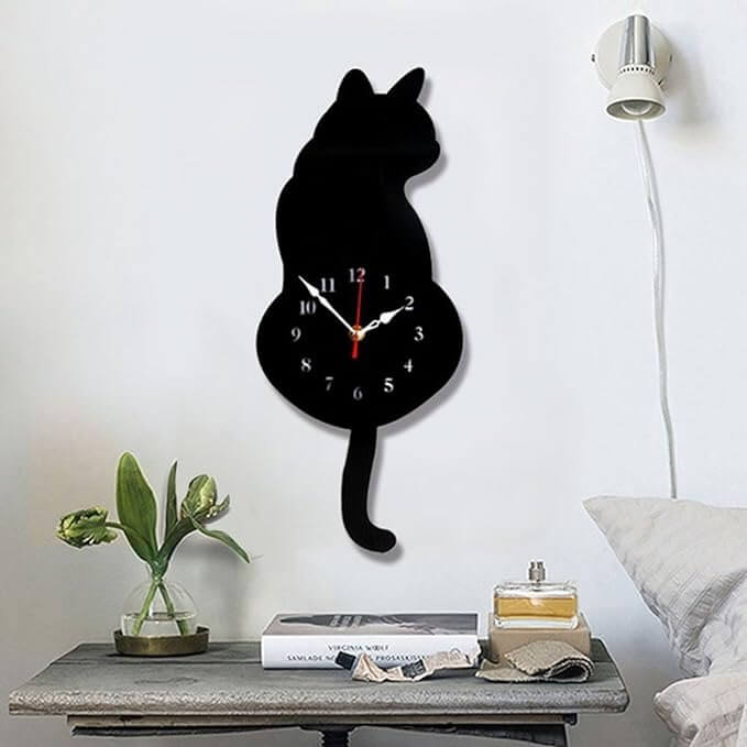 Adorable Cat Wall Clock with Swinging Pendulum – VERRANOO