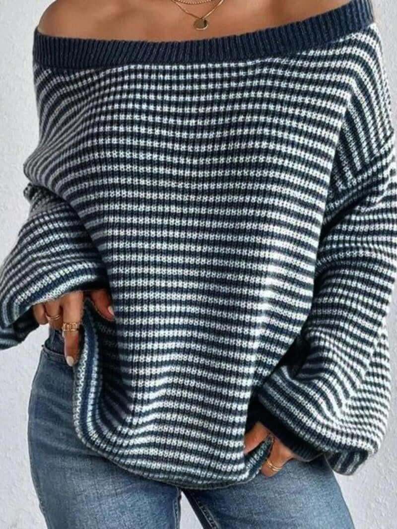Women's Striped Drop Shoulder Sweater – VERRANOO